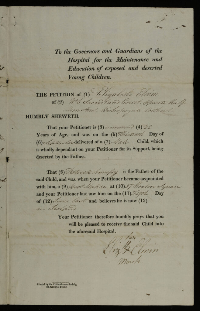 Petition Letters in the Foundling Hospital archive - Coram Story ...